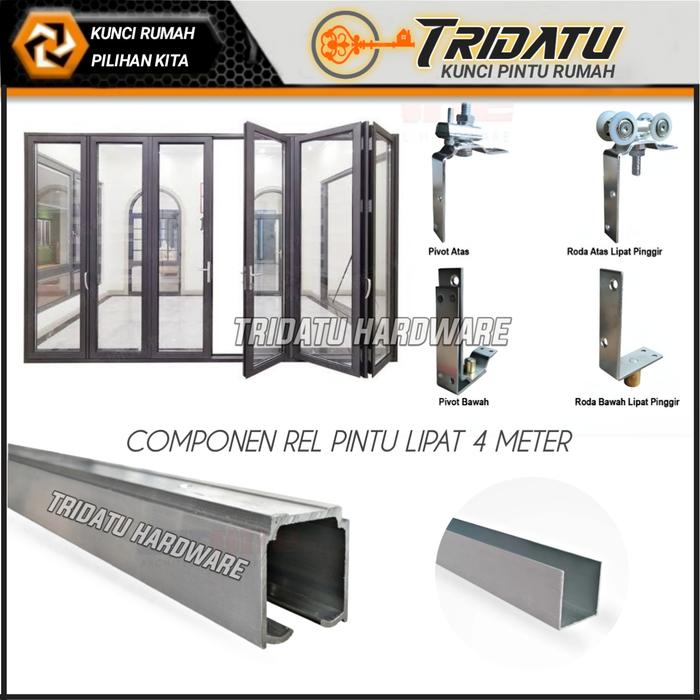 Jual Rel pintu lipat aluminium lengkap 4-6 daun pintu Rel gantung 4 ...