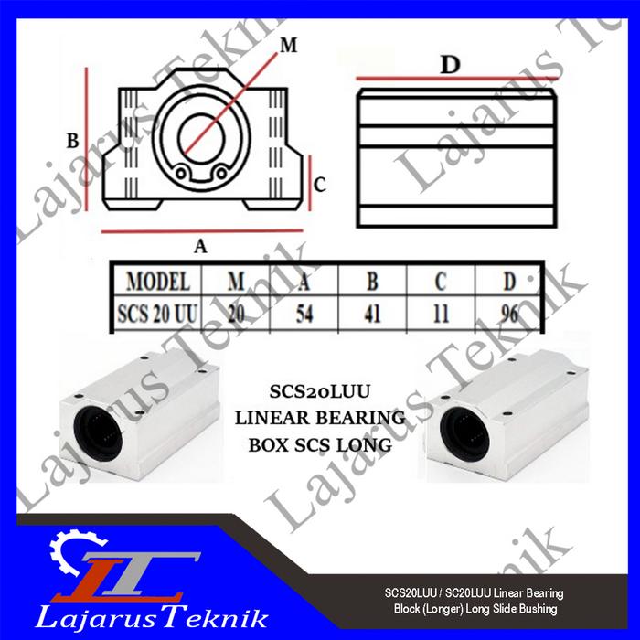 Promo SCS20LUU / SC20LUU Linear Bearing Block (Longer) Long Slide ...