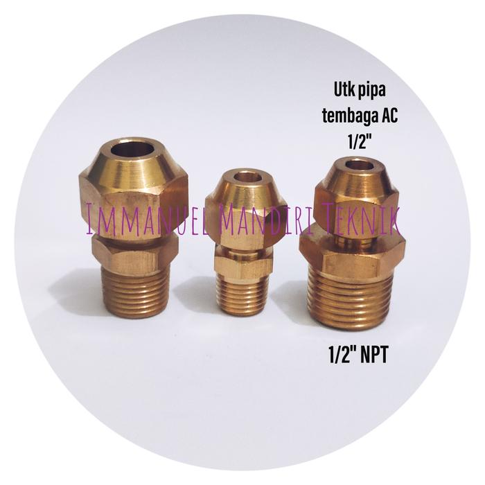 Jual Male connector NPT 1/2 x 1/2 / Nepel pipa tembaga NPT 1/2 x 1/2 - set - Jakarta Utara ...