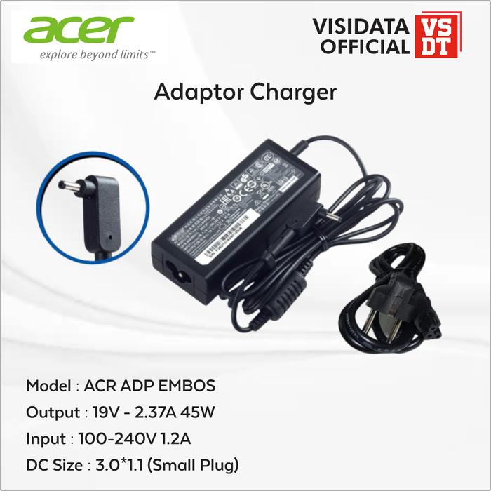 Jual Acer Aspire Adaptor Charger Laptop 19V 2.37A DC 3.0x1.1mm Small ...