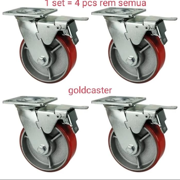 Jual Roda PU 5 inch (4 pcs Rem semua) Heavy Duty Taiwan - Jakarta Barat ...