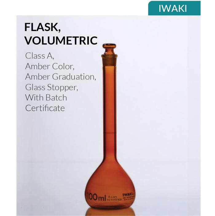 Jual FLASK VOLUMETRIC 250mL Glass stopper, Coating Amber color Class A ...