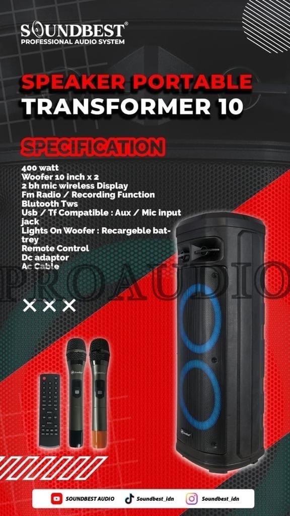Jual Speaker Portable Wireless Soundbest Transformer 10 Original 10 ...