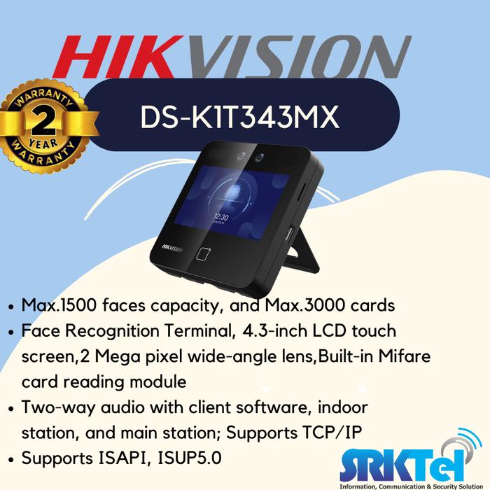 Jual HIKV DS-K1T343MX Face Recognition & Access Door Terminal - Mifare - Kota Serang - SRKTel ...