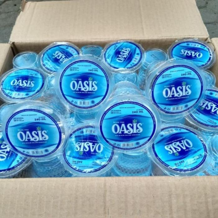 Jual Gelas Air Minum Mineral Oasis Kemasan Dus Karton isi 40pcs 240mL ...