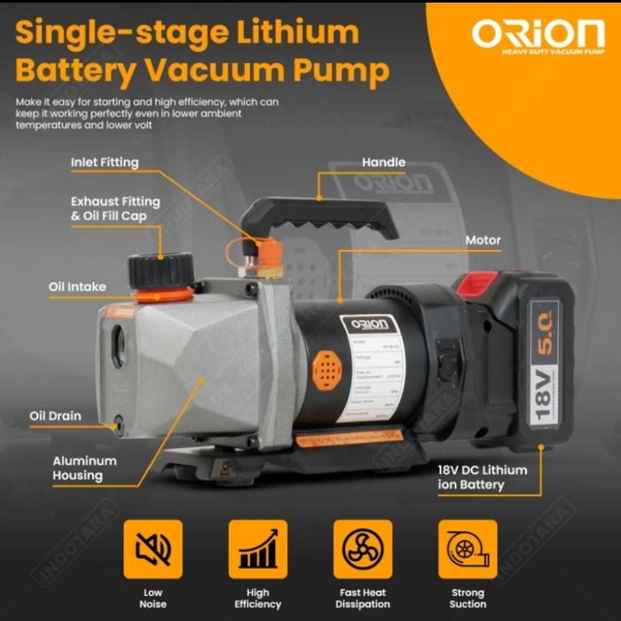 Jual Cordlees Vacum AC Orion Mesin Pompa Vacuum Orion Lithium VP-18-Li ...
