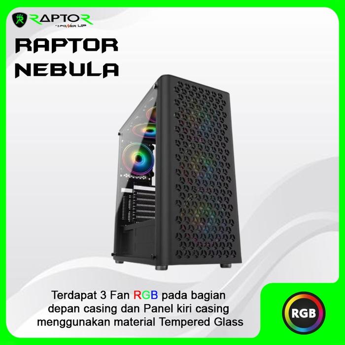 Promo Casing Gaming RAPTOR NEBULA - include 3 FAN RGB | Tempered Glass ...