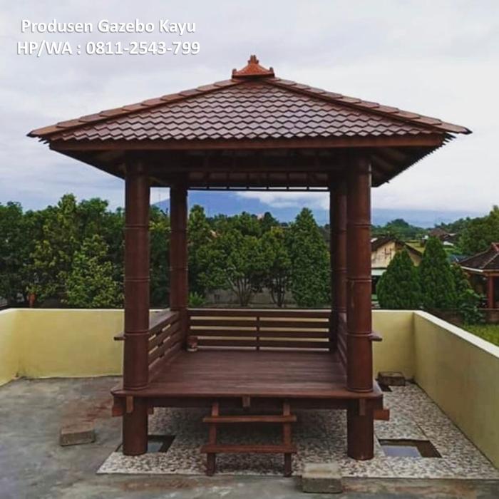 Jual Gazebo Minimalis Kayu Kelapa Ukuran 2x2M - Tiang Motif Bambu - Kab ...