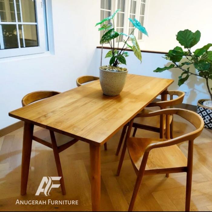 Jual meja makan set 4 kursi minimalis kayu jati solid - Kab. Jepara - Kayu Suar Jepara | Tokopedia