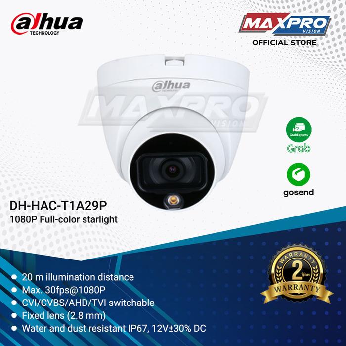 Jual DH-HAC-T1A29P - DAHUA HD CAMERA 2MP INDOOR TURRET FULL COLOR ...