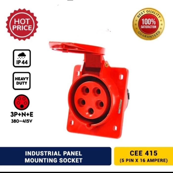 Promo Stop Kontak Industrial 3phase Socket Panel Mounting 5Pin 16A ...