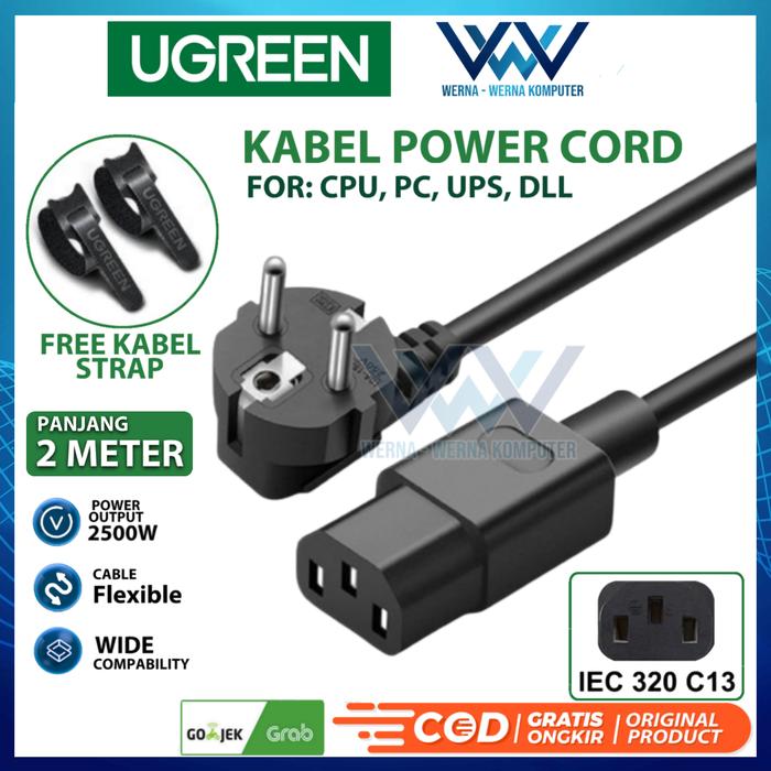 Jual UGREEN Kabel Power cord untuk CPU PC UPS EU 2 Meter IEC C13 15364 ...