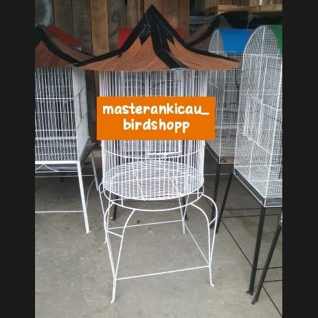 Jual kadang sangkar burung bulat besi aviary kuat kokoh atap kayu ...