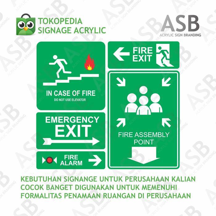 Jual SIGNAGE AKRILIK JALUR EVAKUASI EXIT ASSEMBLY POINT 1 PAKET ISI 5 ...