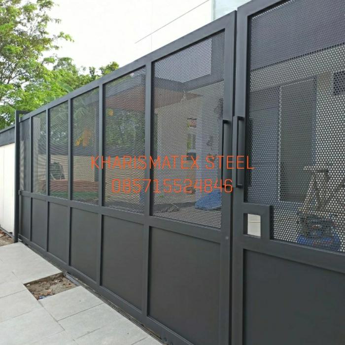 Jual pagar sliding plate minimalis kombinasi plate perforated - Kota ...