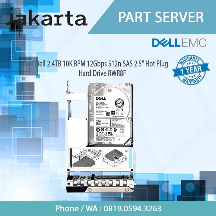 Jual Dell 2.4TB 10K RPM 12Gbps 512n SAS 2.5" Hot Plug Hard Drive RWR8F ...