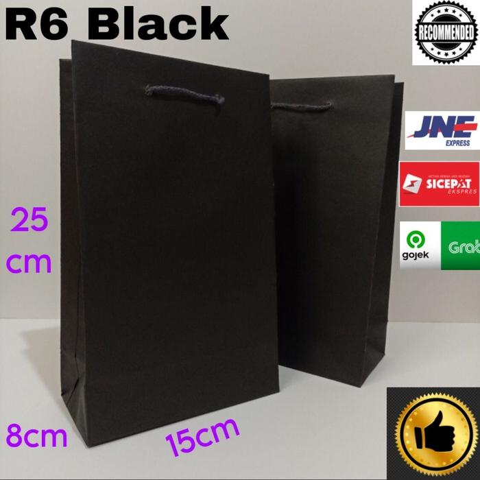 Jual Paperbag Polos Hitam Putih R6 15x8x25 Tas Kertas Souvenir Goodie ...