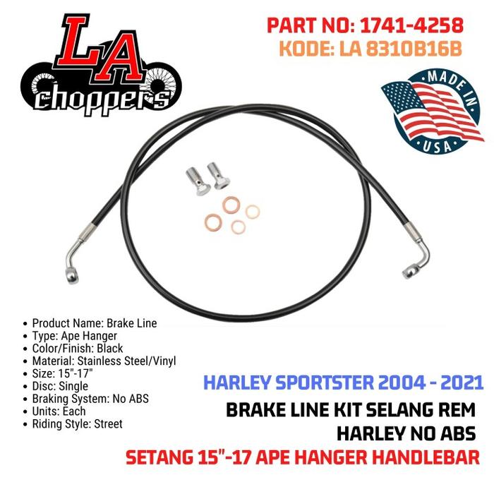 Jual BRAKE LINE KIT SELANG REM HARLEY NO ABS SETANG 15 - 17 inch 1741 ...