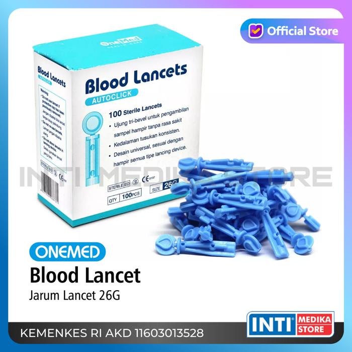 Jual ONEMED - Blood Lancets Autoclick 21G / 26G / 28G | Refill Jarum ...