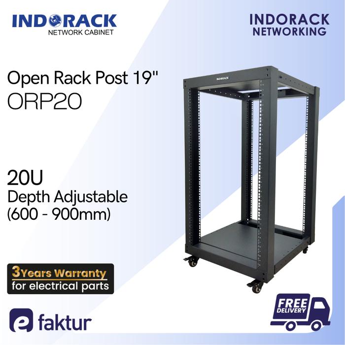 Jual Indorack Open Rack Post 20U Rak 19" Adjustable Depth 600 - 900mm ...
