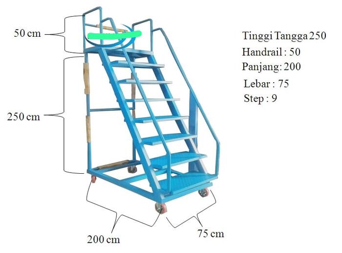 Jual tangga gudang dorong 250cm | tangga gudang industri | tangga ...