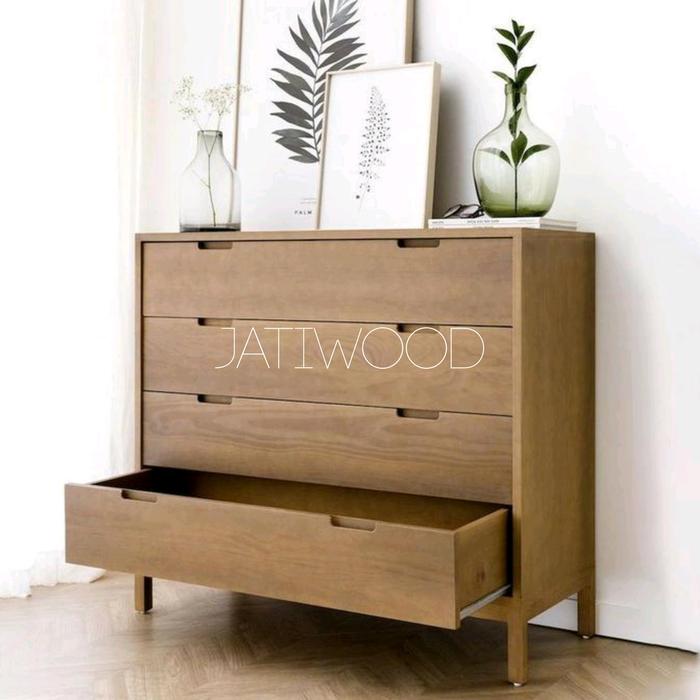 Jual Lemari meja laci 4 susun kayu jati solid minimalis, bufet drawer ...
