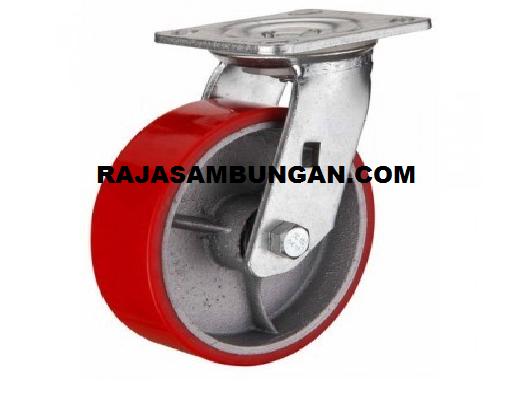Jual Roda Pu Heavy Duty 6 Inch hidup Plat Besi Roda Troly Polyurethane ...