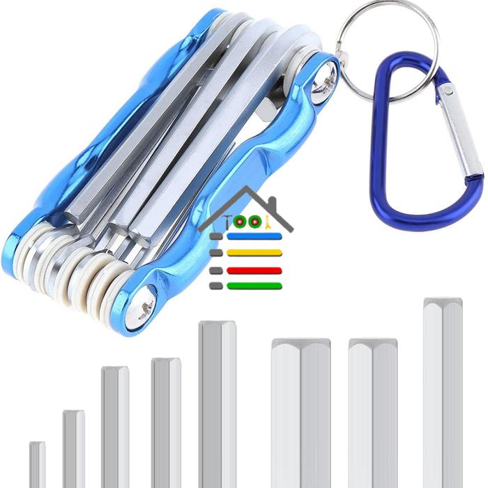 Jual FOLDING HEX KEY / SET KUNCI L LIPAT HEXAGONAL BINTANG BULAT - 8IN1 ...