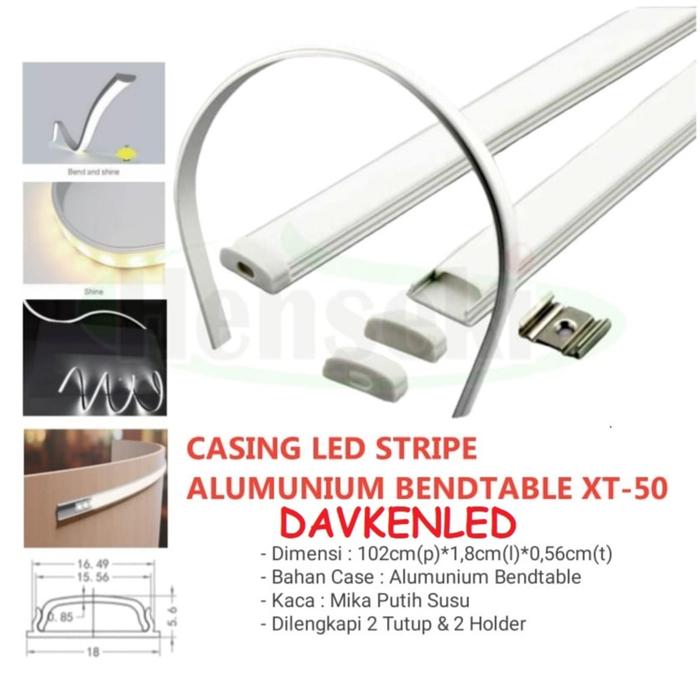 Jual Casing Lampu LED Strip Aluminium/Housing Lampu LED Strip Fleksibel ...