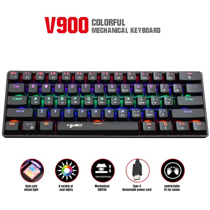 Jual HXSJ V900 MECHANICAL KEYBOAR RGB LIGHTING MEKANIKAL KEYBOARD ...