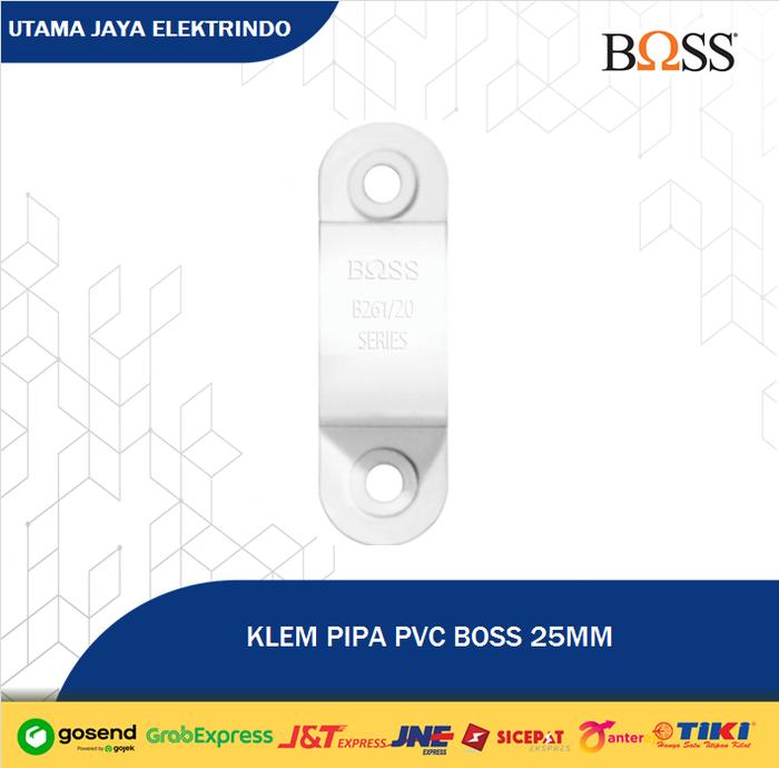 Jual Klem / Clamp pipa listrik PVC BOSS 25mm Putih 1 Pack 100 Pcs ...