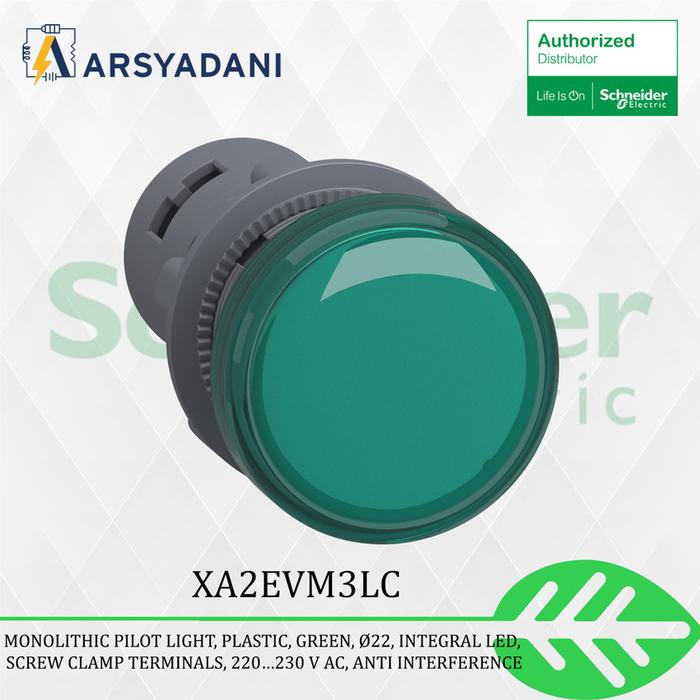 Jual Pilot Light Schneider Electric XA2EVM3LC 220VAC Ø22 GREEN ...