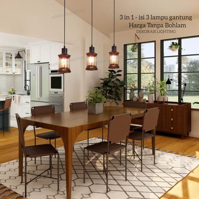 Jual Lampu gantung 3in1 industrial minimalis kop panjang meja makan cafe - Jakarta Pusat ...