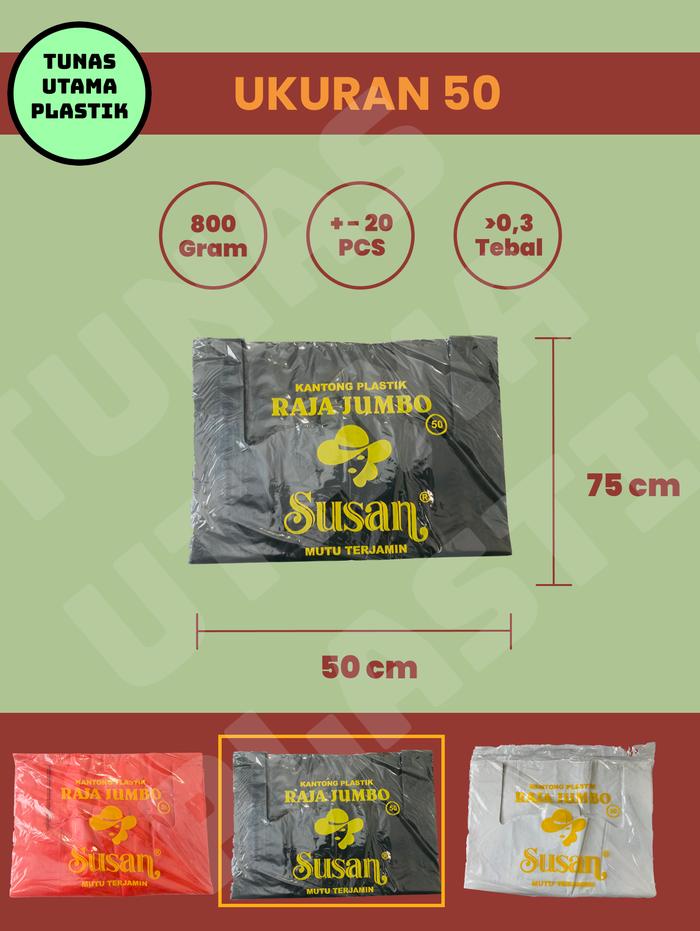 Jual Kantong Plastik Kresek Raja Jumbo Susan 800gr Uk 50 Merah Putih ...