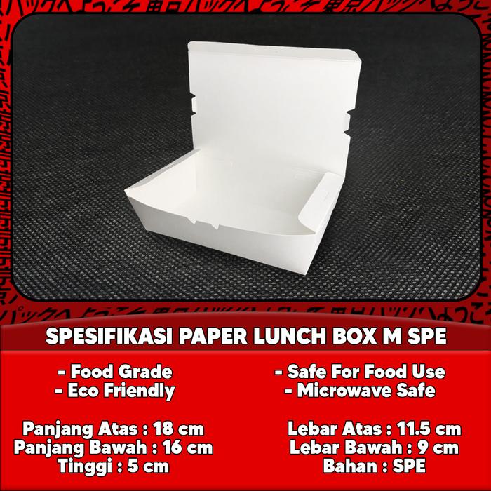 Promo Paper Lunch Box Size M Food Grade Kemasan Makanan Kotak Putih ...
