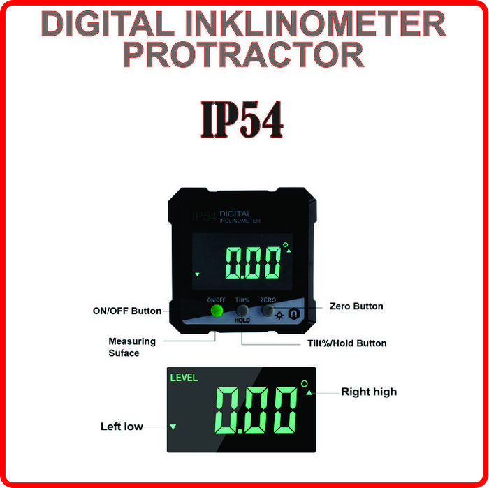 Jual DIGITAL INCLINOMETER / PROTRACTOR / BUSUR DERAJAT DIGITAL IP54 ...