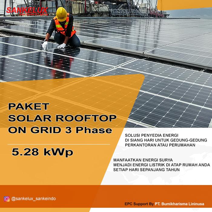 Jual PLTS Atap On Grid 5.28 kWp 3Phase / PLTS Rooftop On Grid 5.28 kWp ...