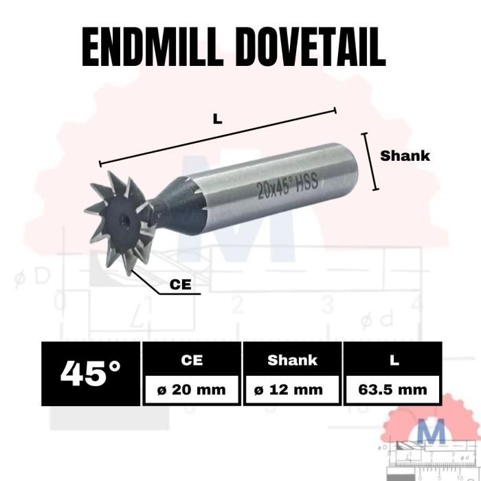 Promo Dovetail End mill 45degree 45 derajat endmill ekor burung ...