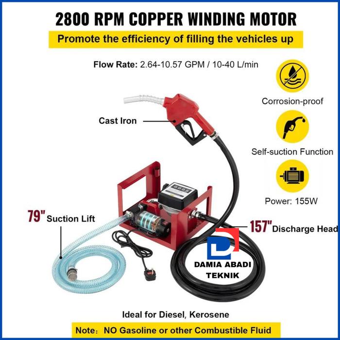 Jual Pompa Fuel Transfer BBM Solar Minyak Set Flowmeter DC 12V ...