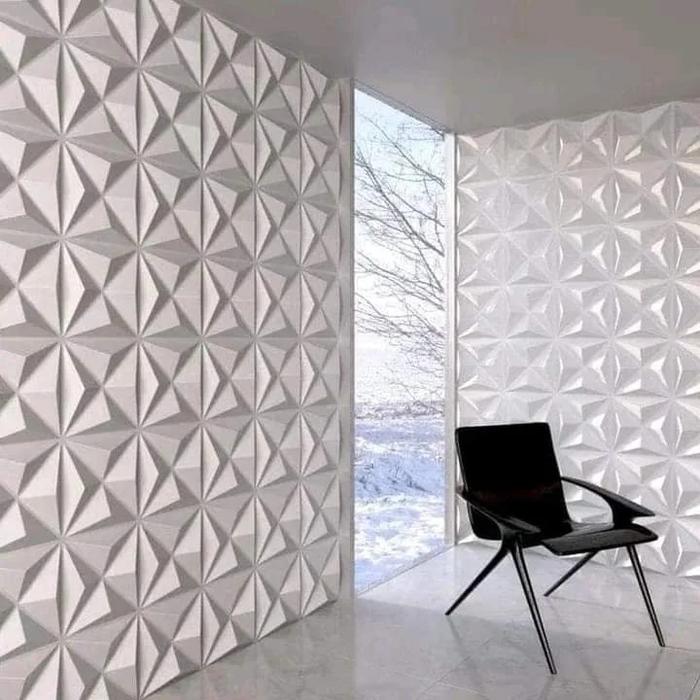 Jual wall panel dinding 3d beton ukuran 50x50 cm motif diamon warna abu ...