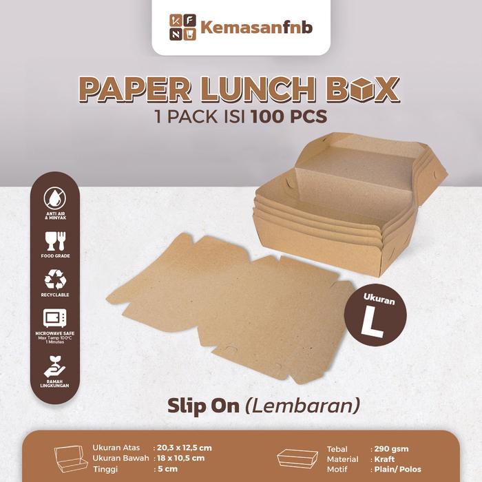 Promo Paper Lunch Box [Slip On] 1 Pack Isi 100 pcs kraft 290gr 1PE ...