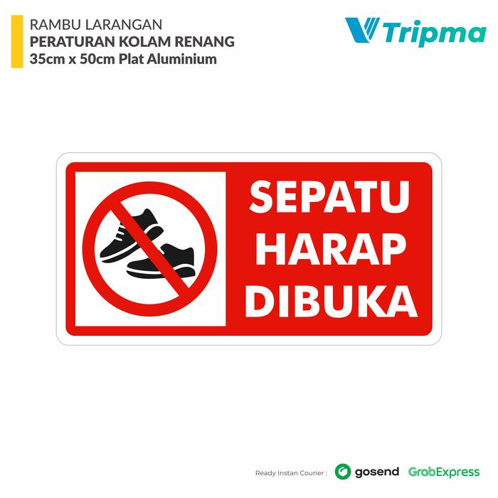 Jual Rambu Sepatu Harap Dilepas acrylic 30cm x 15cm Akrilik 2mm - Kota ...