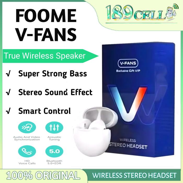 Jual HEADSET BLUETOOTH FOOME TWS V-FANS WIRELESS STEREO EARPHONE ...