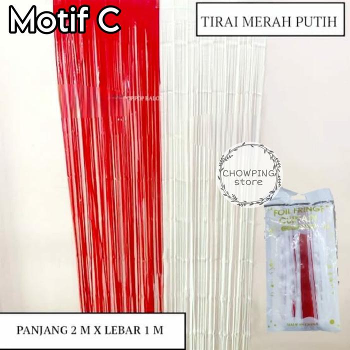 Jual Tirai Rumbai Foil Curtain Backdrop Merah Putih HUT RI - Motif C ...