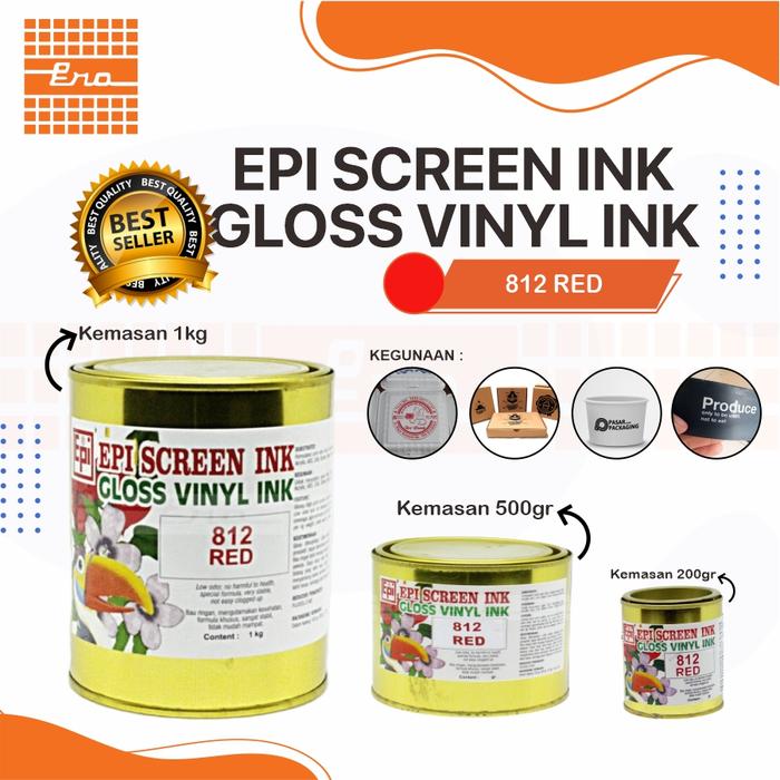 Jual TINTA SABLON MINYAK EPI SCREEN INK GLOSS VINYL (1) - RED, 1KG ...