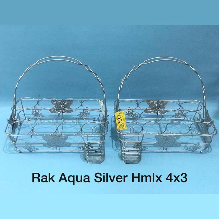 Jual Rak Aqua Stainless 12 Lobang. Keranjang Tempat Air Mineral Aqua ...