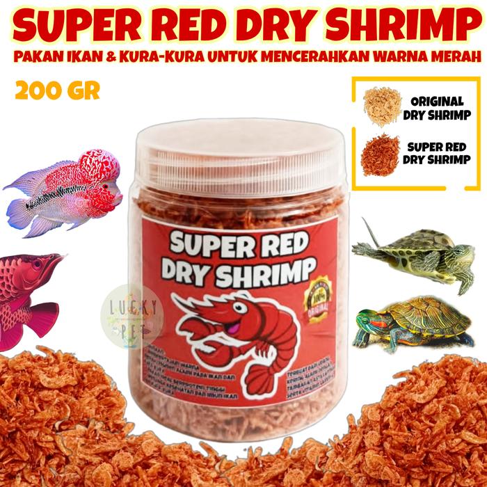 Promo 200GR UDANG KERING MERAH RED DRY SHRIMP PAKAN IKAN KURA KURA AIR ...