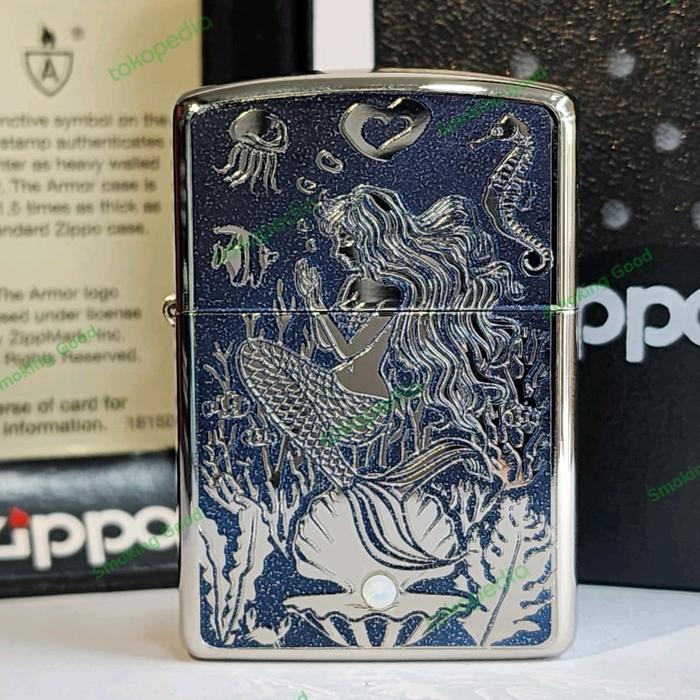 Jual Zippo Original Armor Mermaid Design w/ Swarovski Crystal Pearl Japan - Jakarta Barat ...