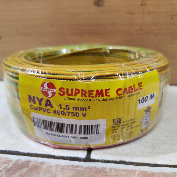 Jual Kabel SUPREME NYA 1x1.5 1x1,5 1.5 mm 100M Meter - Kuning Hijau - Jakarta Barat - LED ...