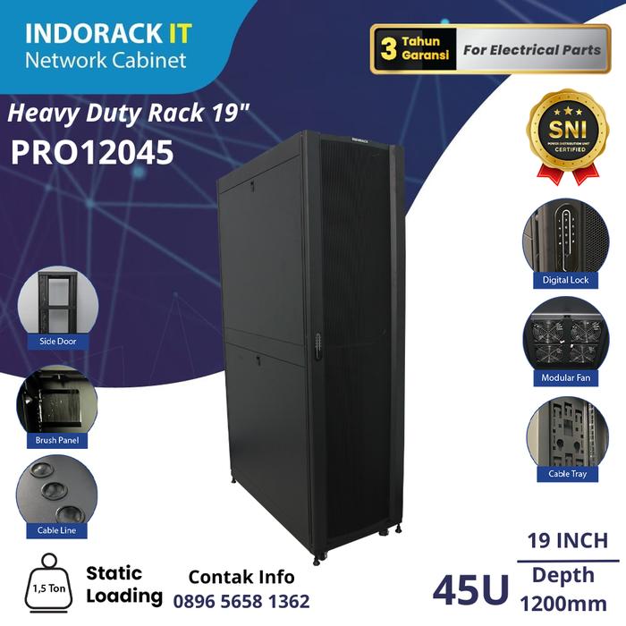 Promo Rack INDORACK Heavy Duty PRO12045 19" Perforated Depth 1200mm ...